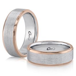 Two-Tone Brushed Matte Finish Platinum Men’s Wedding Band With Polished ...